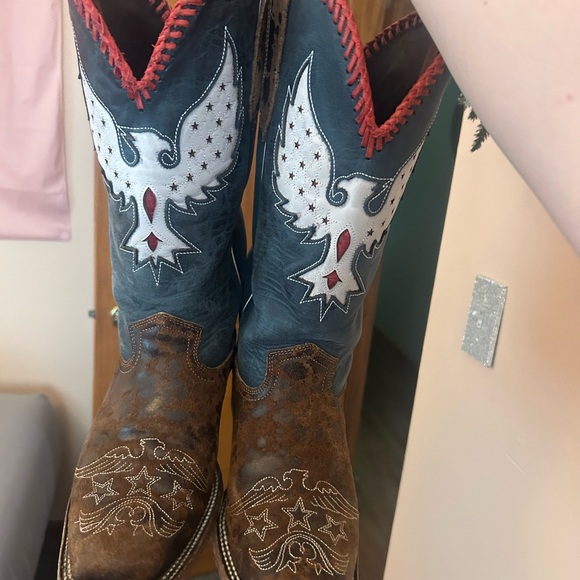 J.B. Dillon | Shoes | Jb Dillon Blue And Brown Heeled Boots | Poshmark